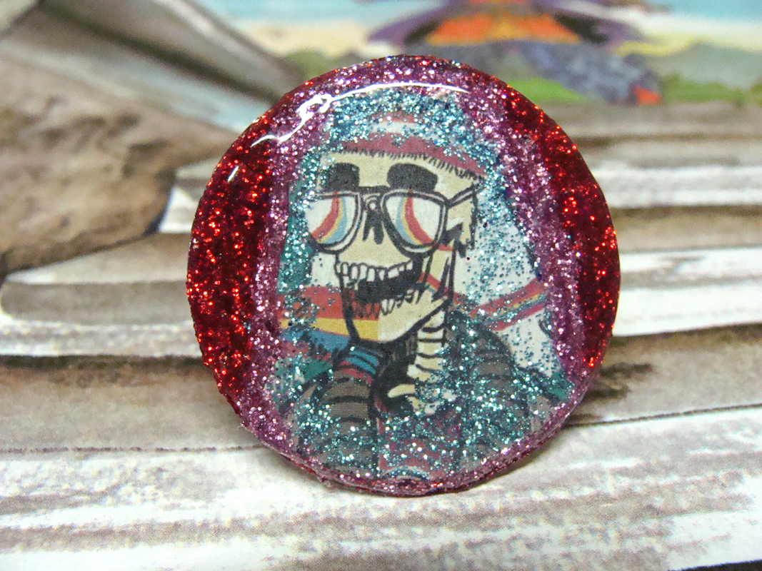 Grateful Dead Glitter Resin Ooak Psychedelic Ring on Luulla