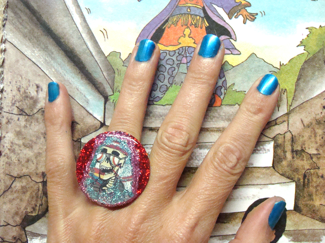 Grateful Dead Glitter Resin Ooak Psychedelic Ring on Luulla